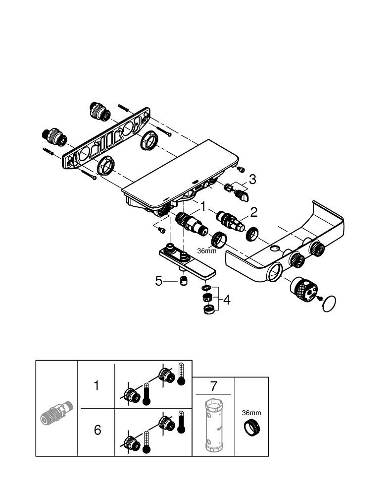 Grohtherm SmartControl Baterie cadă cu termostat 1/2″ | GROHE