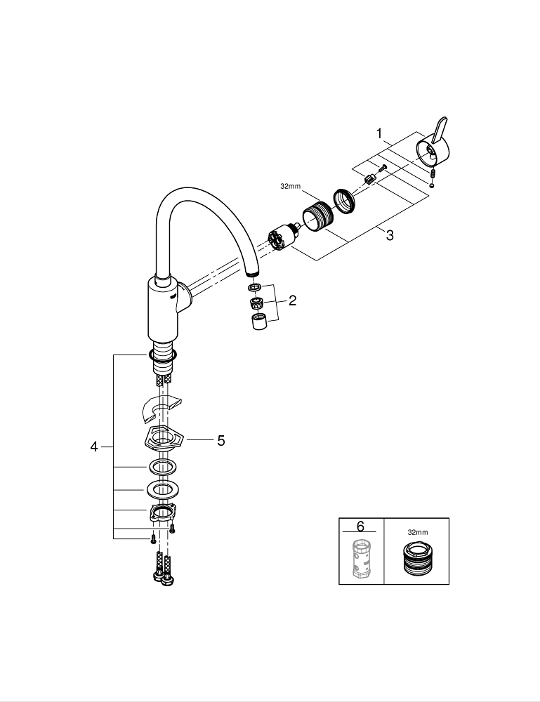 Eurocosmo Single-lever sink mixer 1/2″ | GROHE