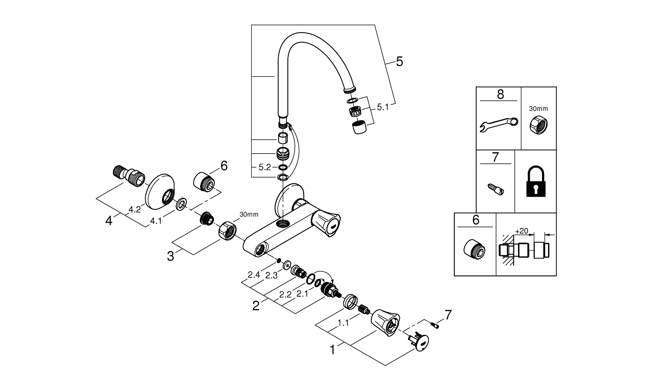 Costa L Wall Mount Kitchen Faucet | GROHE