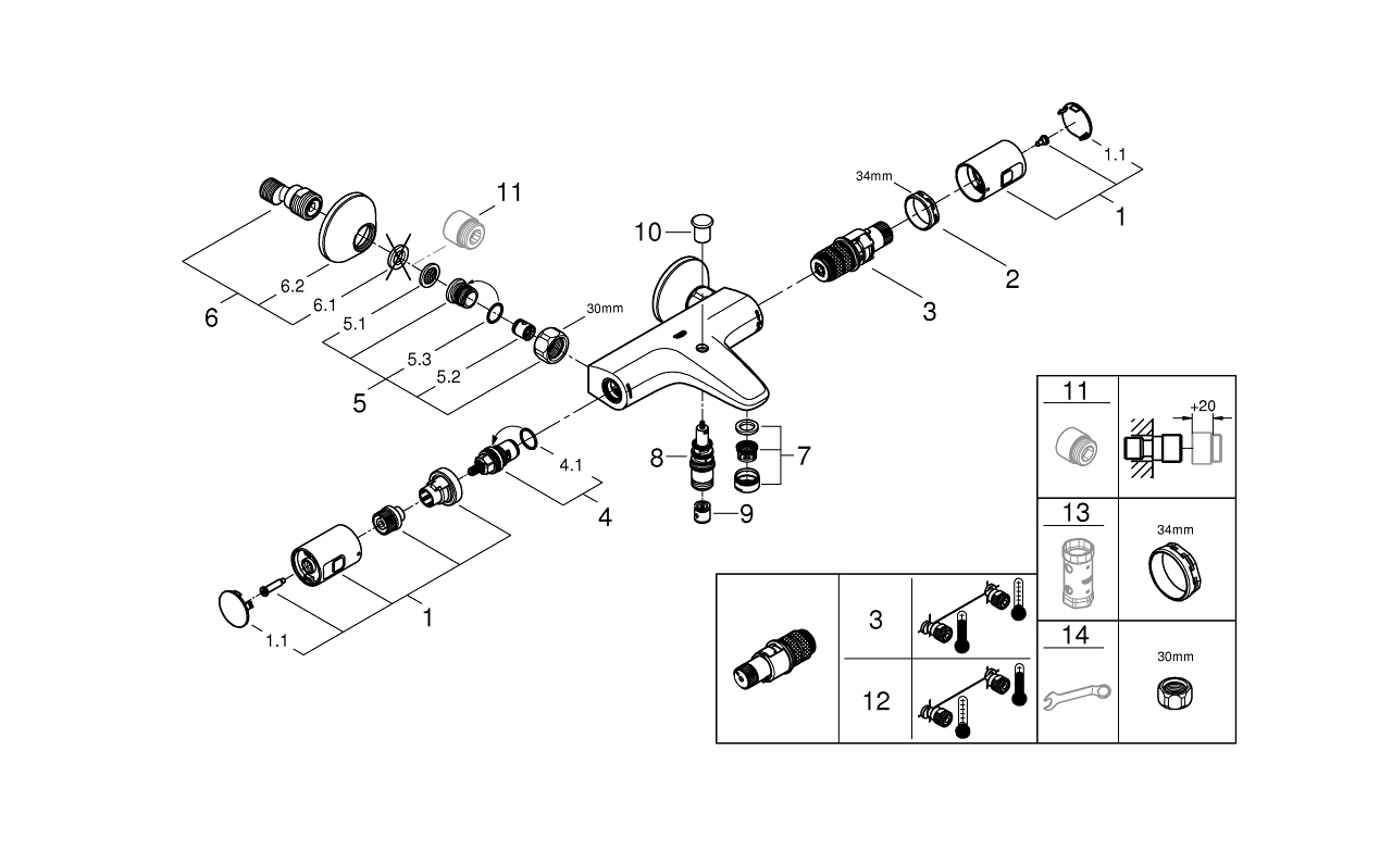 Precision Start Termostática de banheira e duche 1/2″ | GROHE - Grohe ...