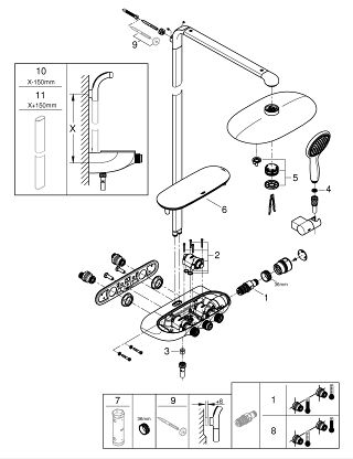 Rainshower System SmartControl Duo 360 Shower system with thermostat ...