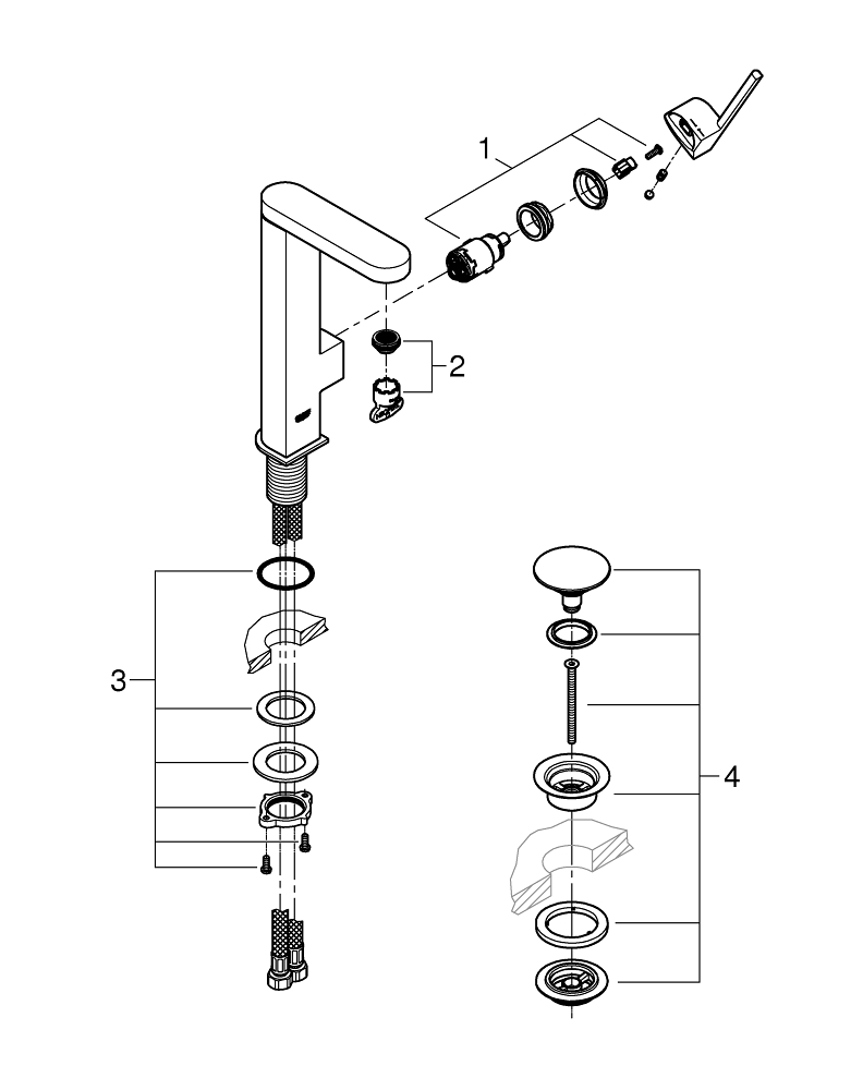 GROHE Plus Single-lever basin mixer 1/2″ L-Size | GROHE