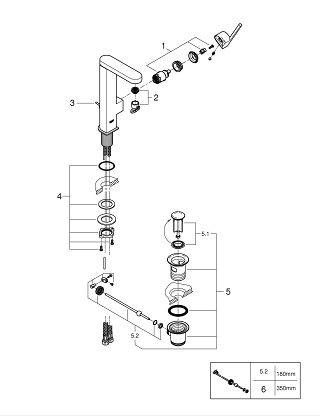 GROHE Plus Single-lever basin mixer 1/2″ L-Size | GROHE