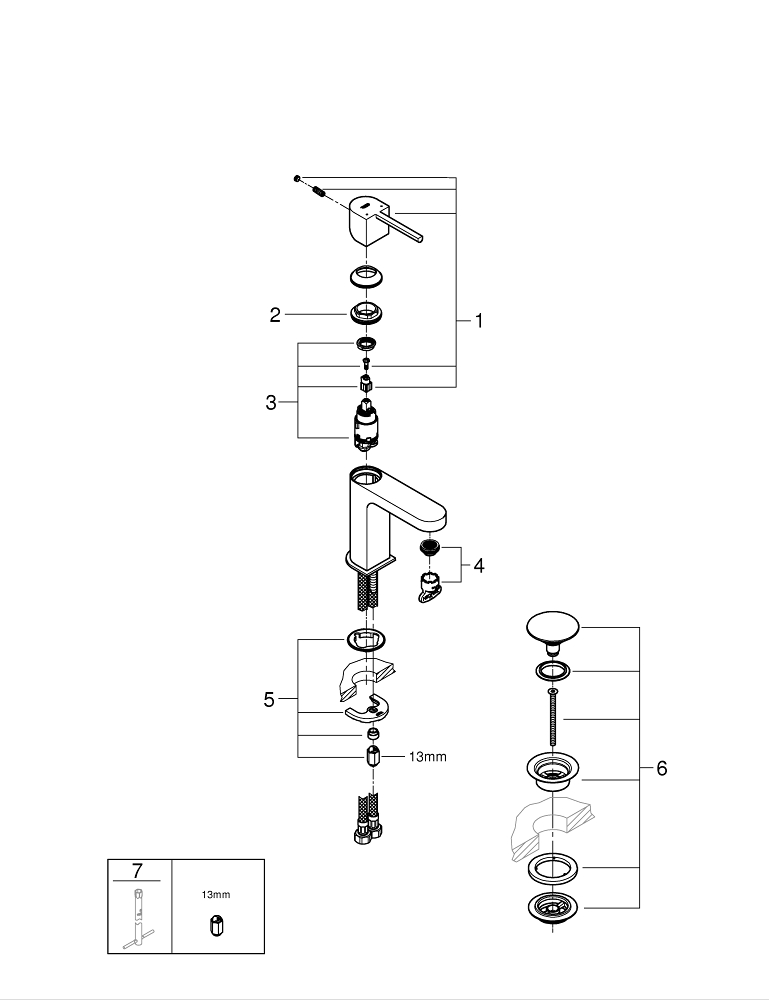 GROHE Plus Einhand-Waschtischbatterie, 1/2″ S-Size | GROHE