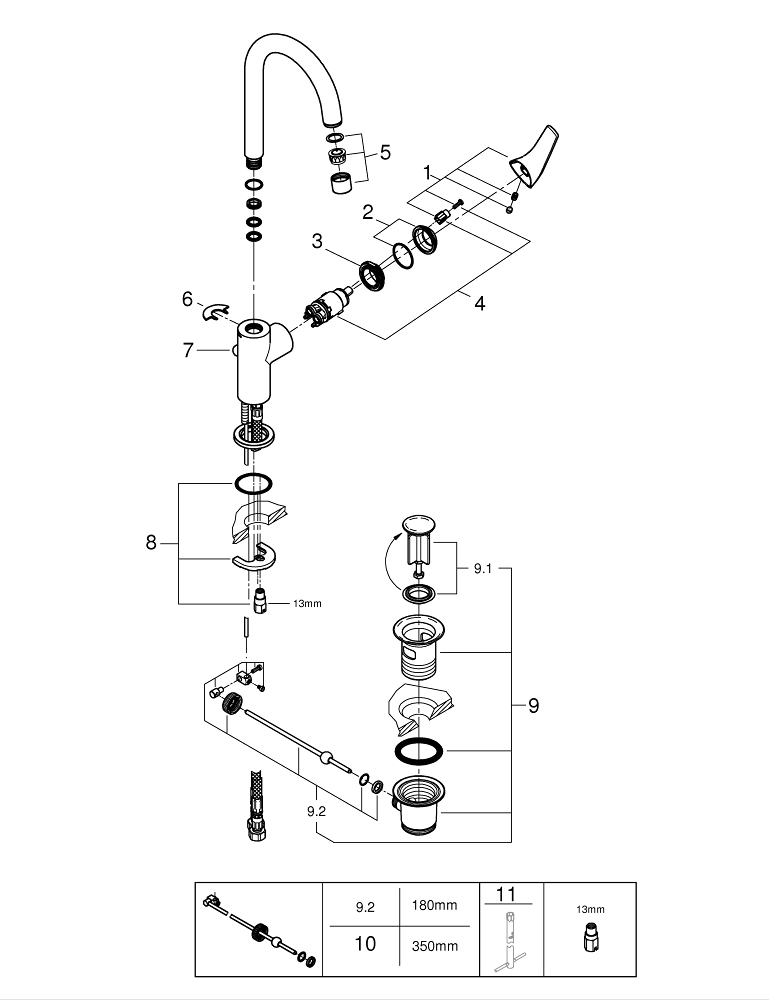 BauFlow Смесител за умивалник 1/2″, едноръкохватков, L-размер | GROHE