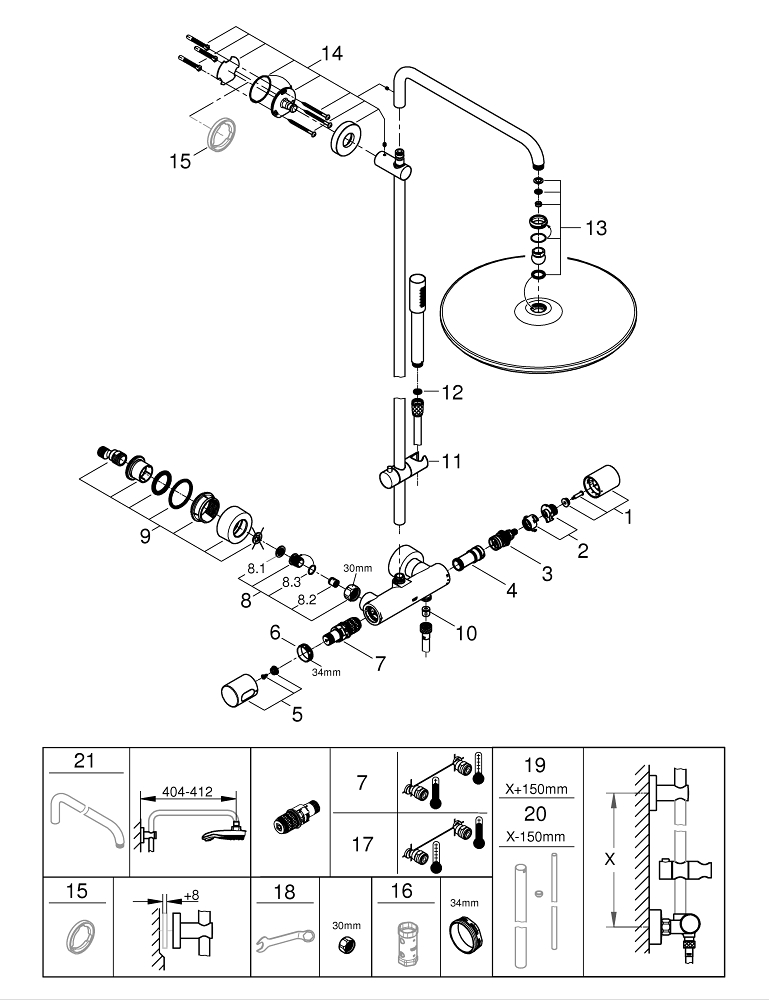 Rainshower System 400 Душ система с термостат | GROHE