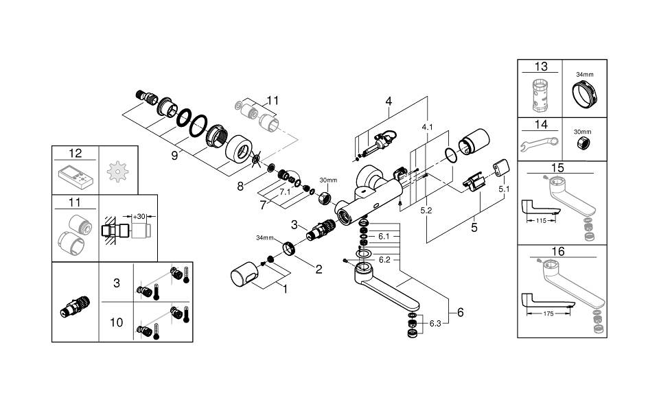 Eurosmart Cosmopolitan E Infra-red electronic wall basin mixer with ...