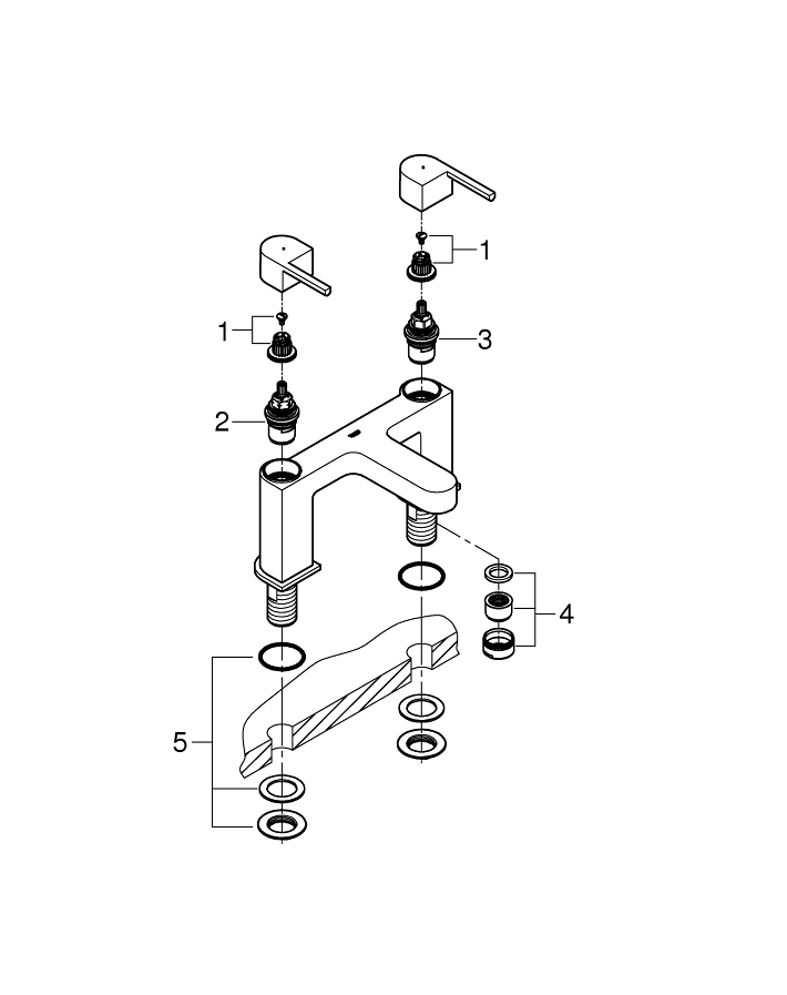 GROHE Plus Two-handled Bath filler 1/2″ | GROHE