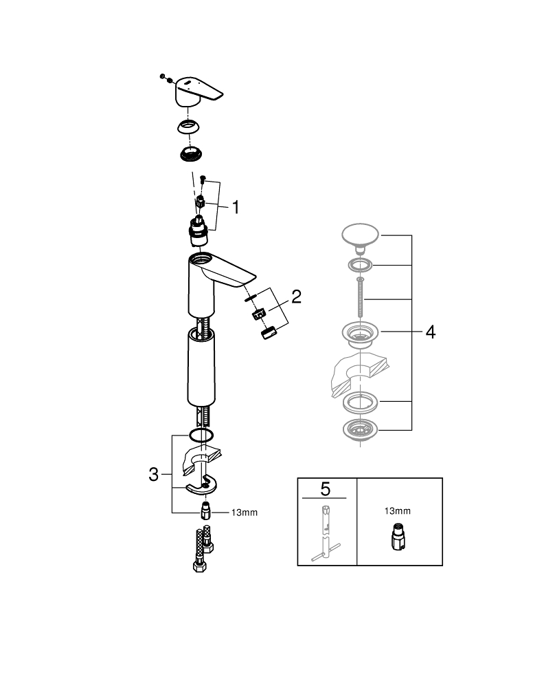 BauEdge Single-lever basin mixer 1/2″ XL-Size | GROHE