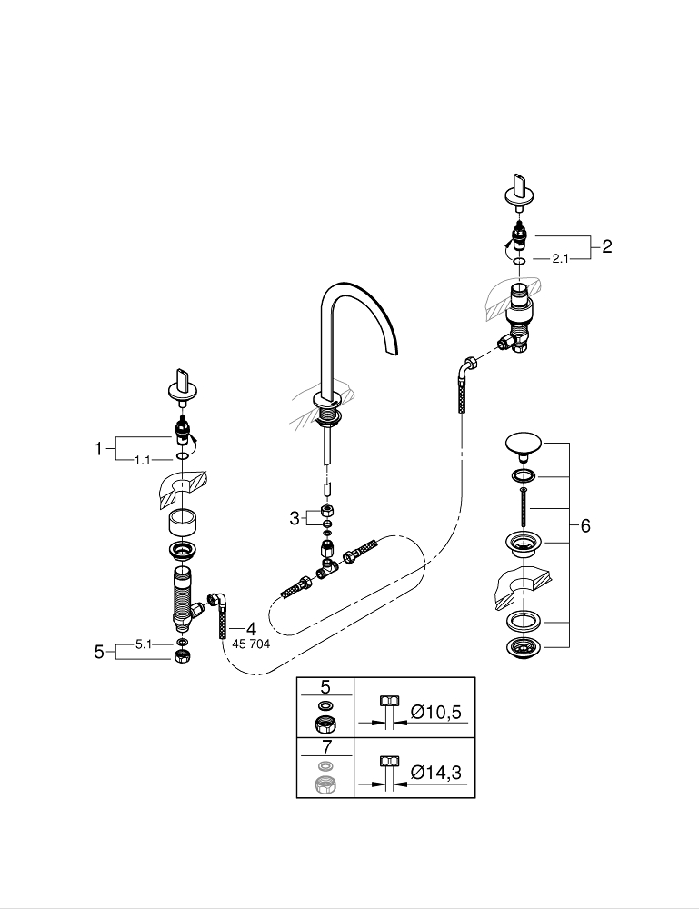 Atrio Icon 3D خلاط حوض مثبت على السطح ومزود بثلاث فتحات | GROHE