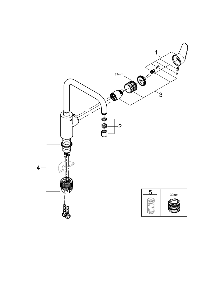 Eurodisc Cosmopolitan Mitigeur monocommande Evier | GROHE