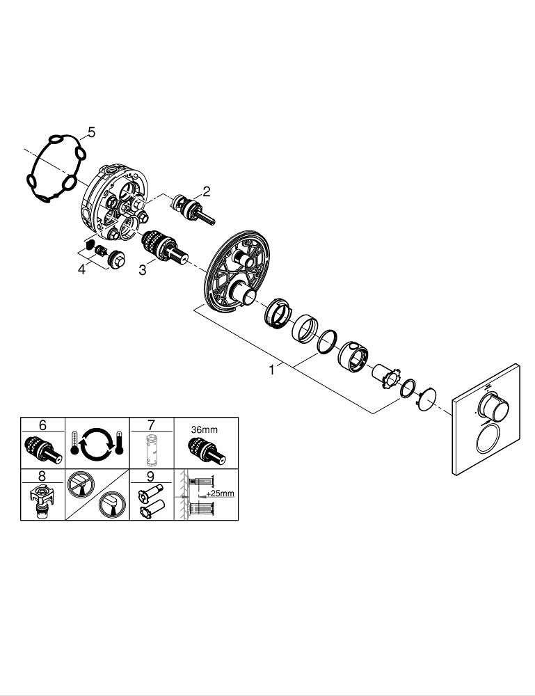 Allure Safety mixer for concealed installation with one valve | GROHE