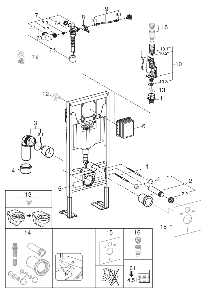 Rapid SL Element for WC, 1.13 m installation height | GROHE