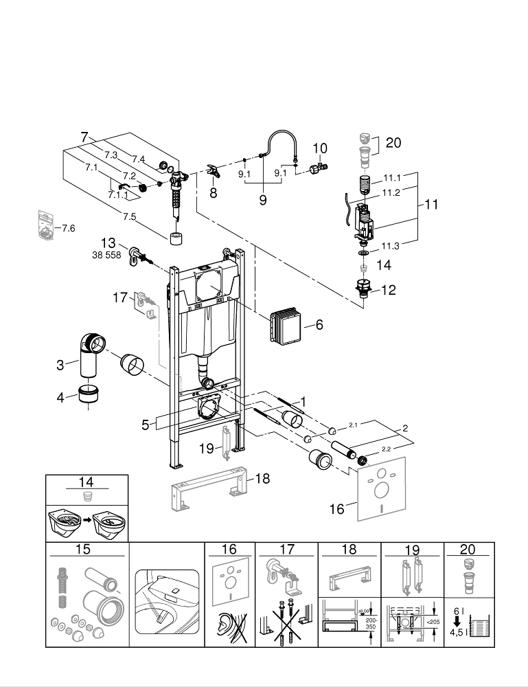 Solido 2-in-1 Set für WC, 1,13 m Bauhöhe | GROHE