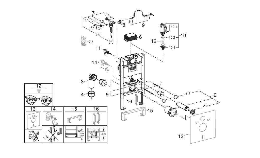 Solido 2-in-1 set for WC, 0.82 m installation height | GROHE - Grohe AG ...