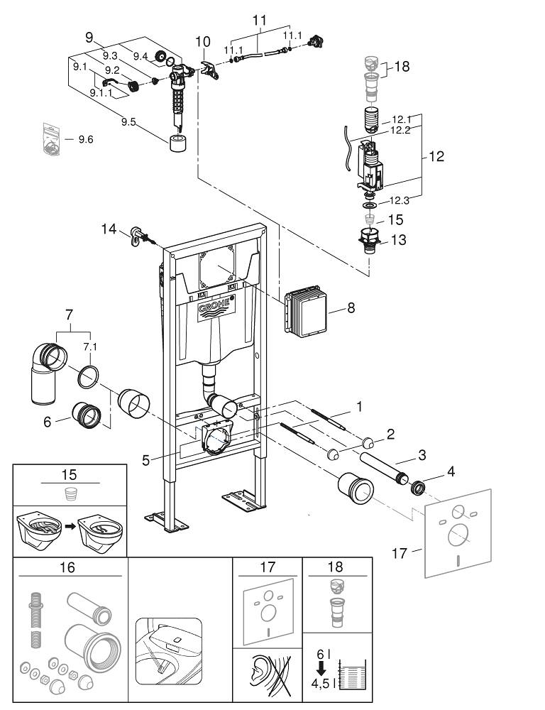 Rapid SL Element for WC, 1.13 m installation height | GROHE