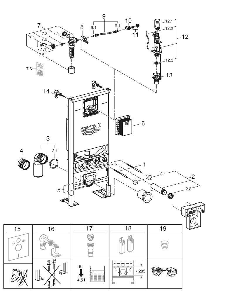 Rapid SLX Módulo WC, altura 1,13 m con toma de corriente integrada ...