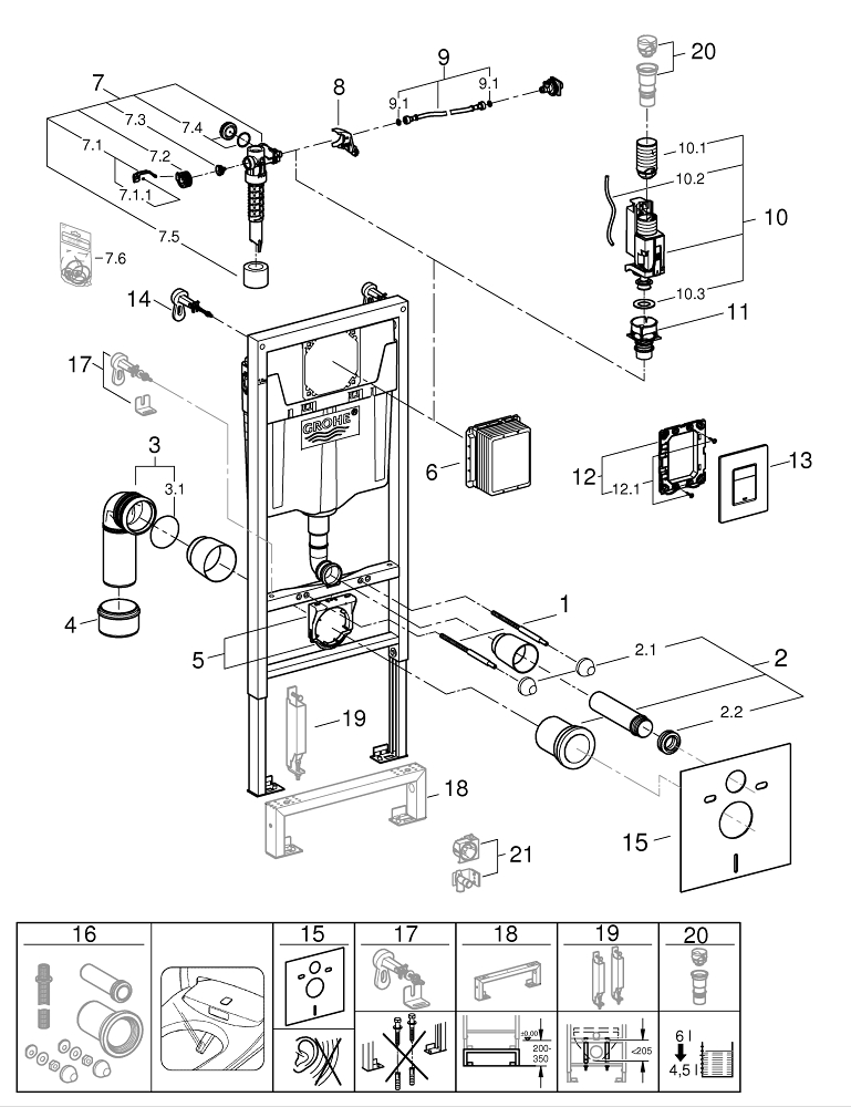 Rapid SL Stelaż podtynkowy do WC 5 w 1; wysokość instalacji 1,13 m | GROHE