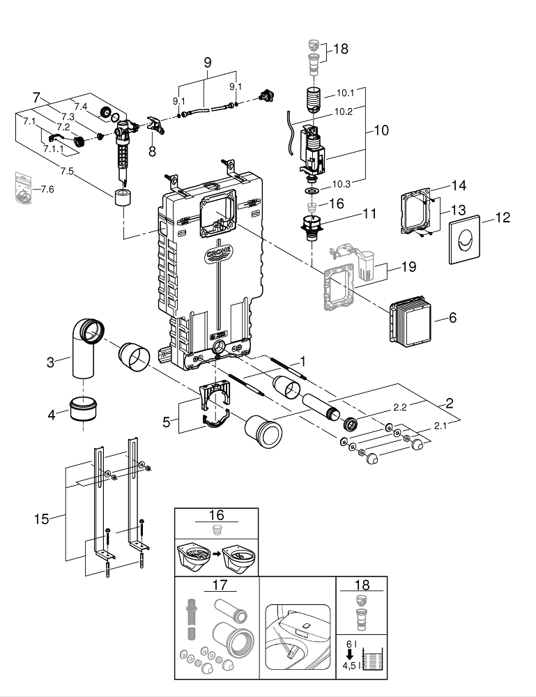 Uniset 3-in-1 set for WC | GROHE