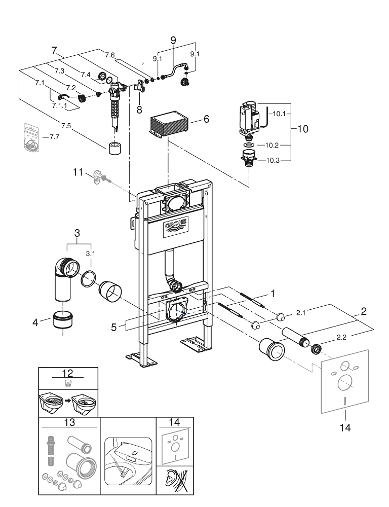 Rapid SL Element for WC, 0.82 m installation height | GROHE