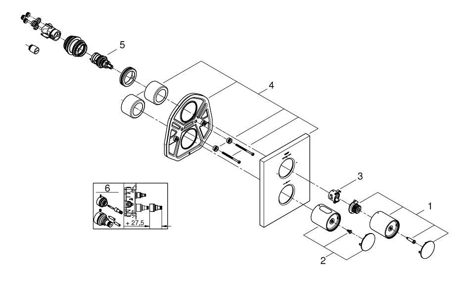 Grohtherm F Thermostatic Trim with integrated 2-way diverter | GROHE