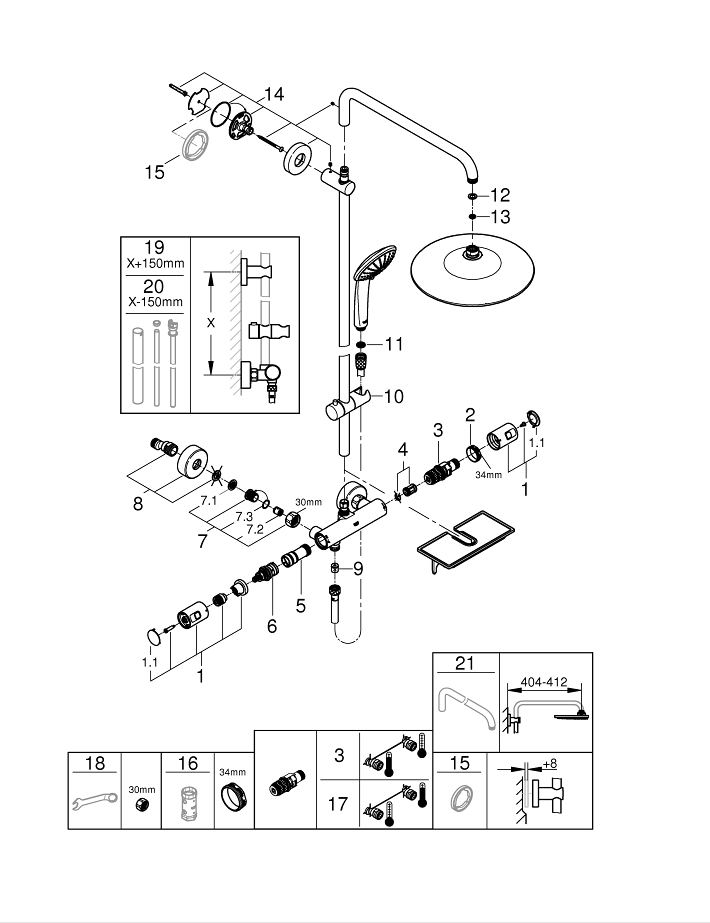 Vitalio Joy System 260 Colonne de douche avec mitigeur thermostatique | GROHE