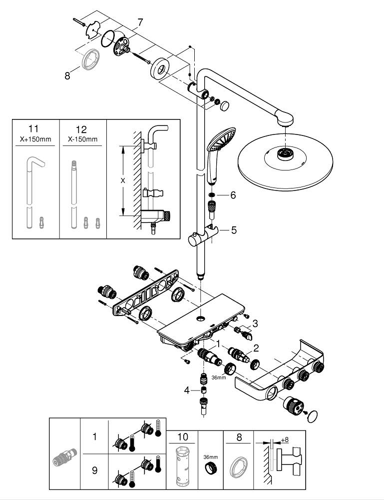 Euphoria SmartControl System 310 Shower system with thermostat for wall ...
