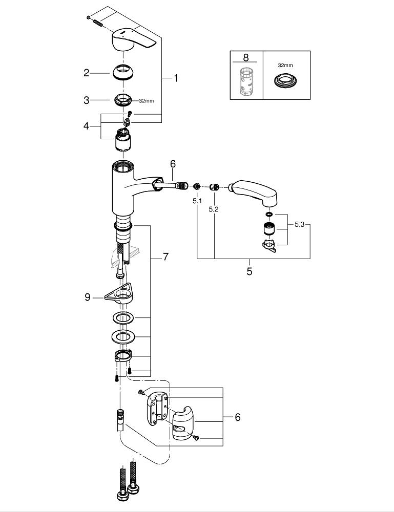 Eurosmart Single-lever sink mixer 1/2″ | GROHE