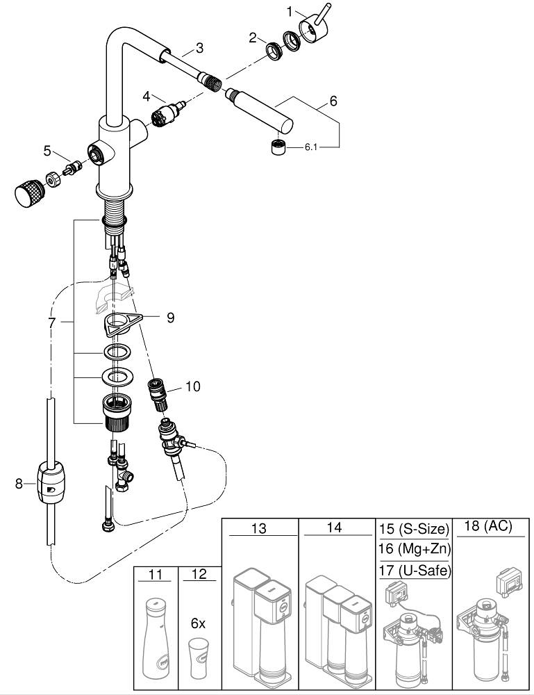 GROHE Blue Pure Minta Mitigeur filtrant avec douchette | GROHE