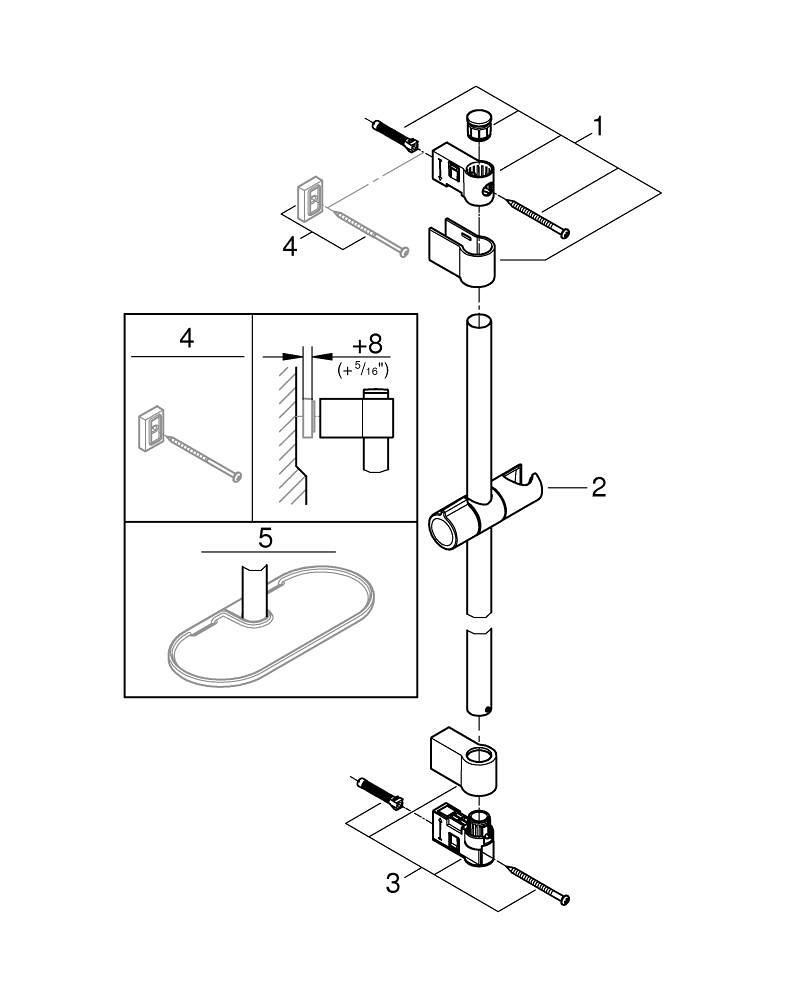 新天瀑 通用花洒杆 600毫米 | 德国高仪中国官方网站