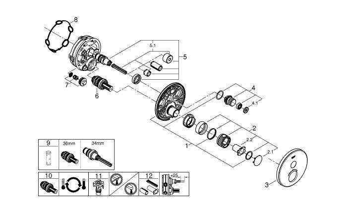 Grohtherm SmartControl Thermostat for concealed installation with one ...