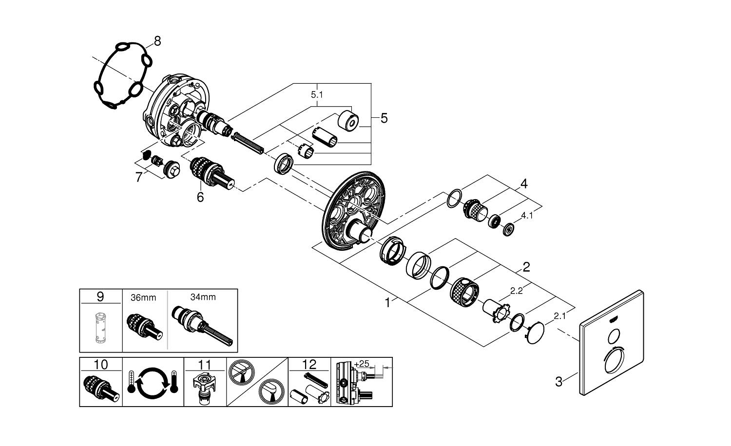 Grohtherm SmartControl Thermostat for concealed installation with one ...