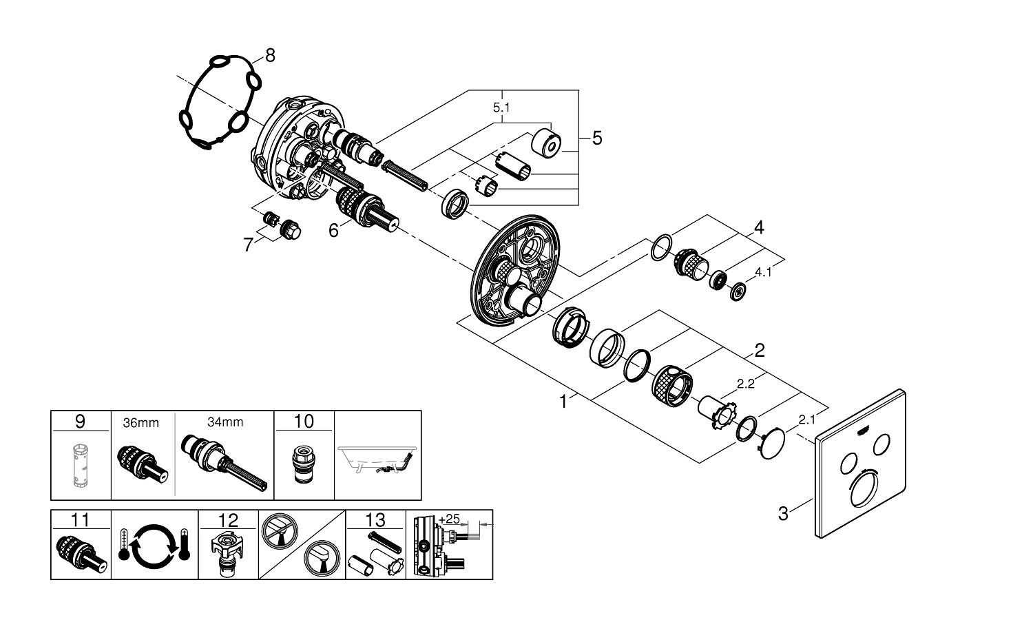 Grohtherm SmartControl Unterputz-Thermostat mit 2 Absperrventilen | GROHE