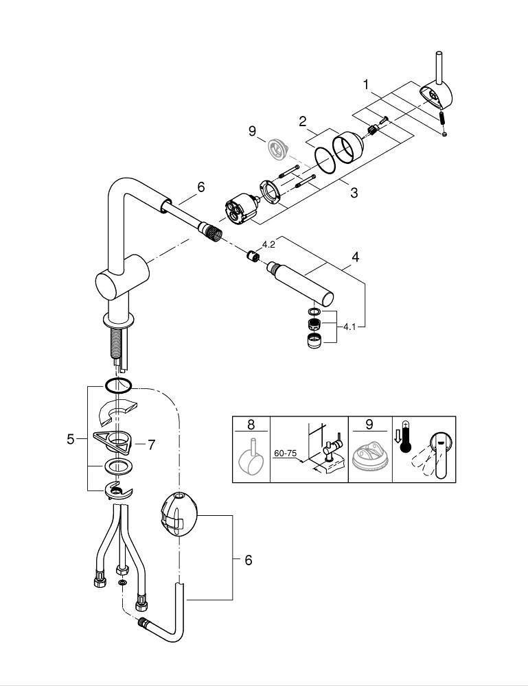 Minta خلاط مطبخ بمقبض فردي بقياس 1/2 بوصة | GROHE