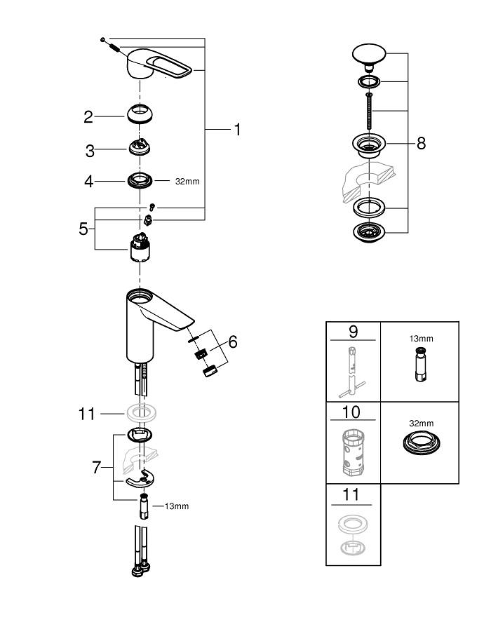 Eurosmart Single-lever basin mixer 1/2″ M-Size | GROHE