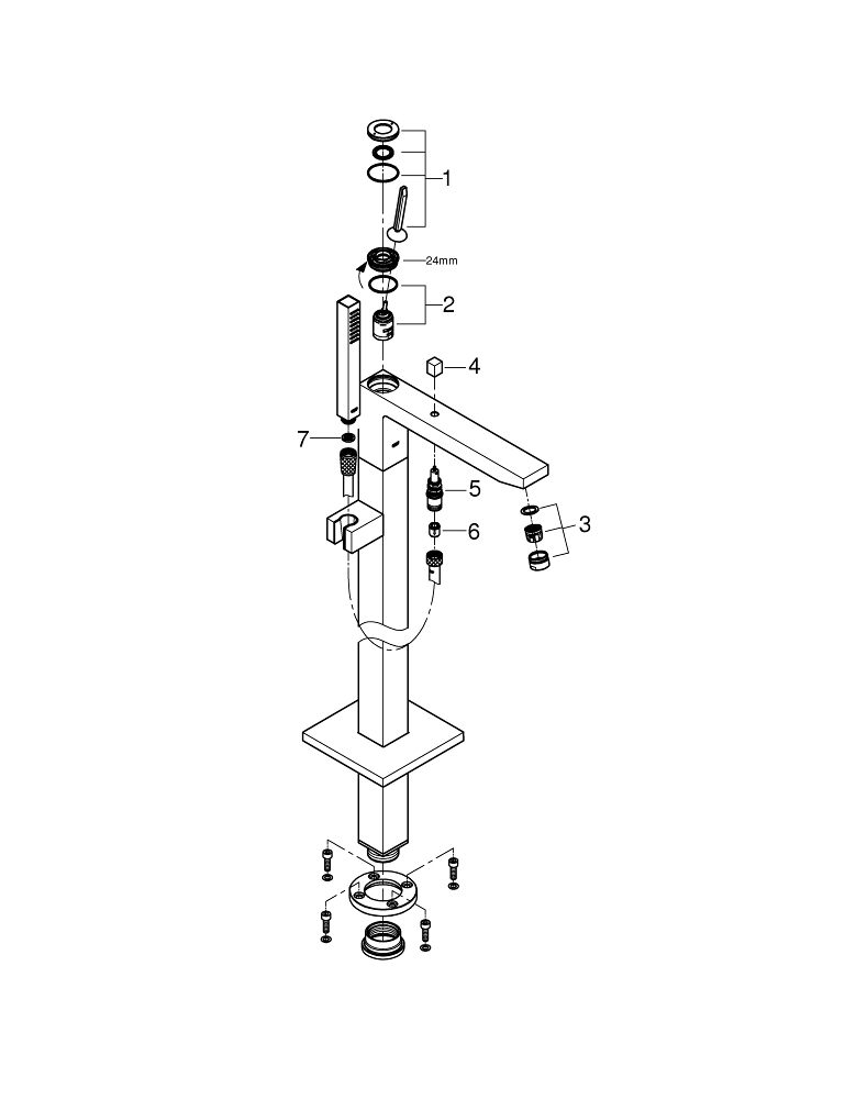 Eurocube Joy Single-lever bath mixer 1/2″ floor mounted | GROHE