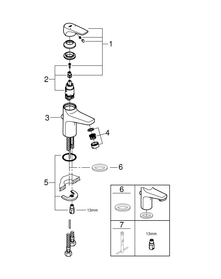GROHE BauFlow Single-lever basin mixer 1/2″ | GROHE