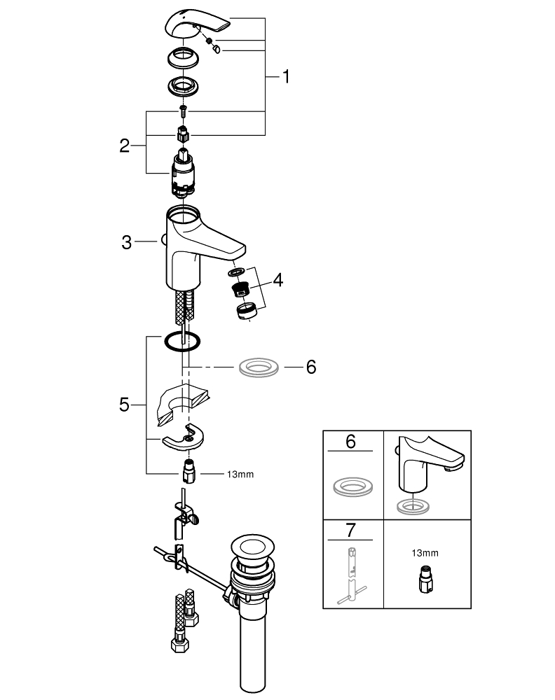 GROHE BauCurve Single-lever basin mixer | GROHE