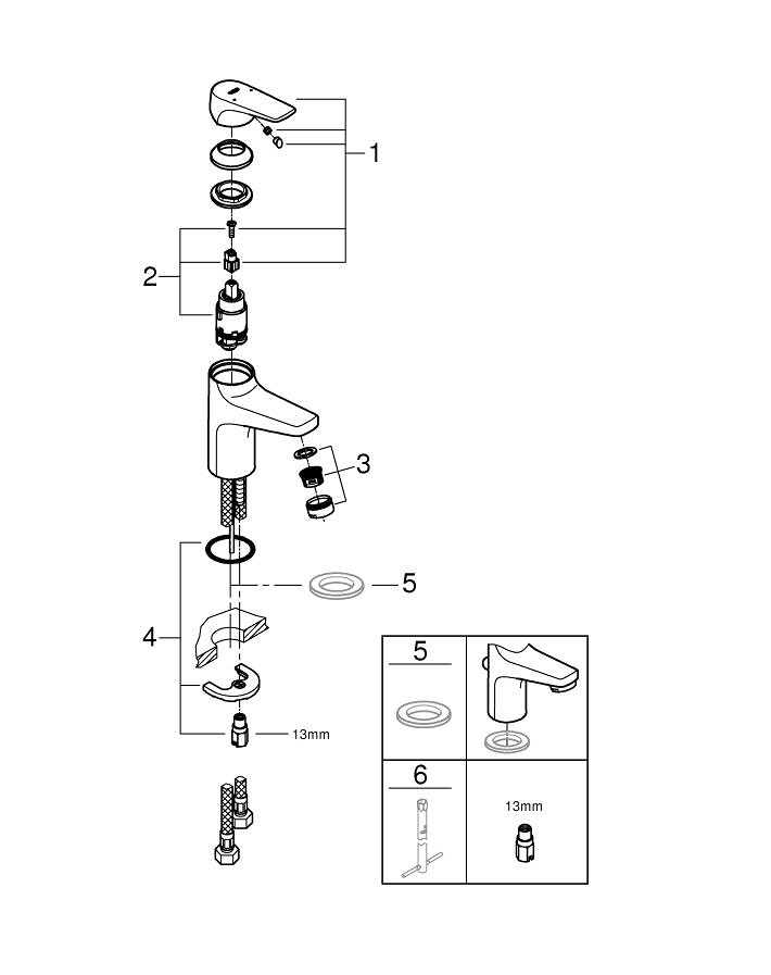 GROHE BauFlow Single-lever basin mixer 1/2″ | GROHE