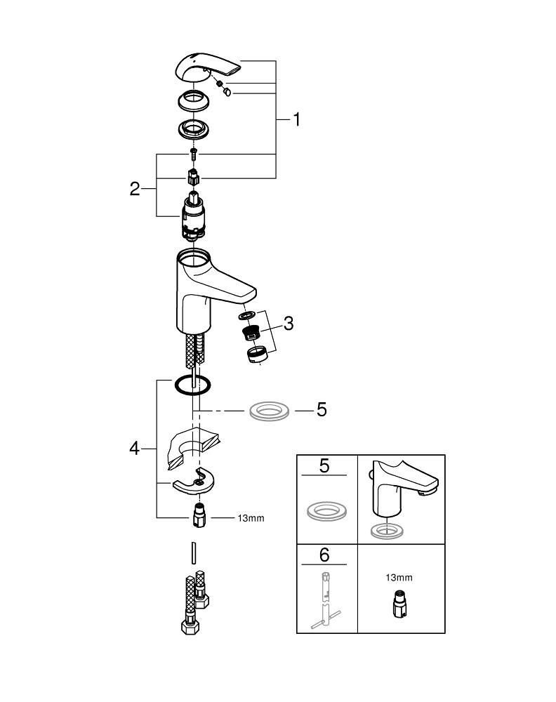 GROHE BauCurve Single-lever basin mixer | GROHE
