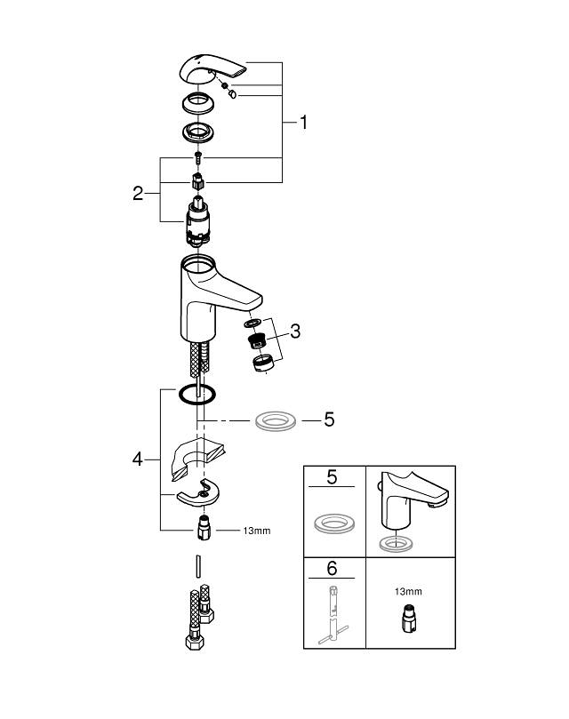 GROHE BauCurve Single-lever basin mixer 1/2″ | GROHE 官方網站