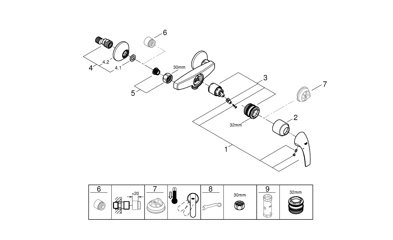 GROHE BauCurve Single-lever shower mixer | GROHE