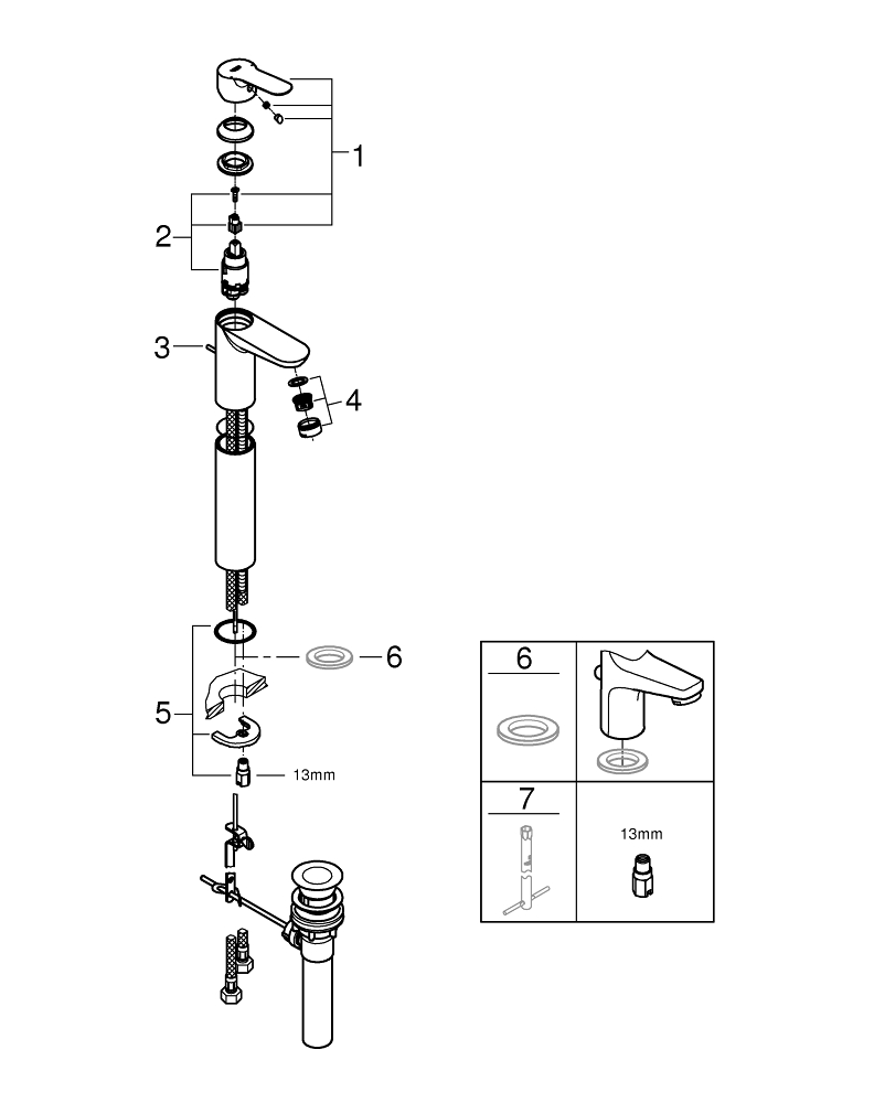 BauEdge Single-lever basin mixer 1/2″ XL-Size | GROHE