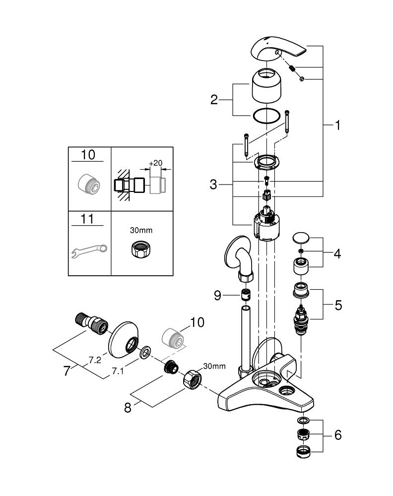 GROHE BauCurve Single-lever bath mixer 1/2″ | GROHE