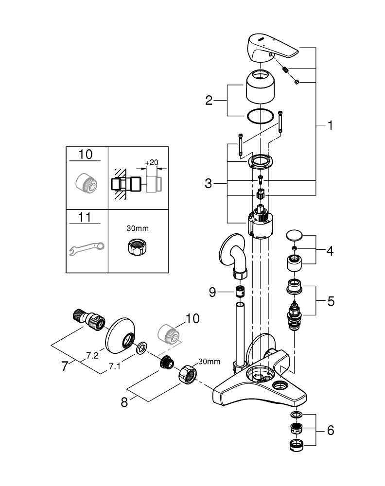 GROHE BauFlow Single-lever bath mixer 1/2″ | GROHE