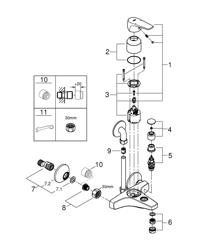 GROHE BauFlow Single-lever bath mixer 1/2″ | GROHE