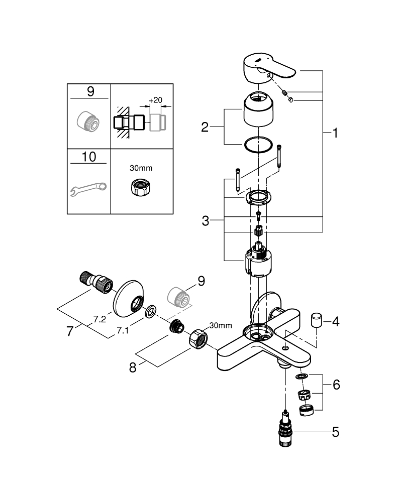 BauEdge Single-lever bath/shower mixer | GROHE