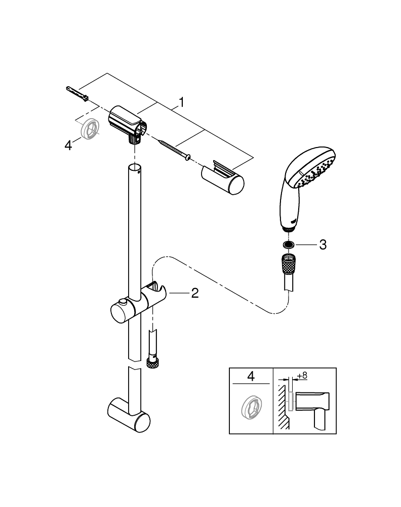 Tempesta 100 Tuš set s konzolom, 1 mlaz | GROHE
