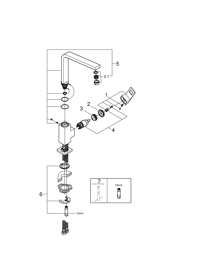 Eurocube VÒI CHẬU RỬA CẦN GẠT ĐƠN EUROSTYLE COSMOPOLITAN 1/2″ | GROHE