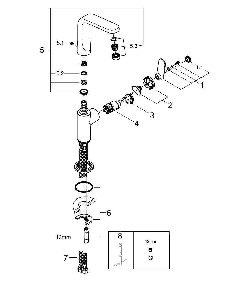 Veris Single-lever basin mixer 1/2″ L-Size | GROHE